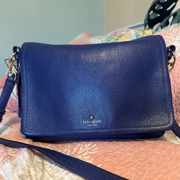 kate spade | Bags | Kate Spade Gorgeous Blue Leather Shoulder Bag ...